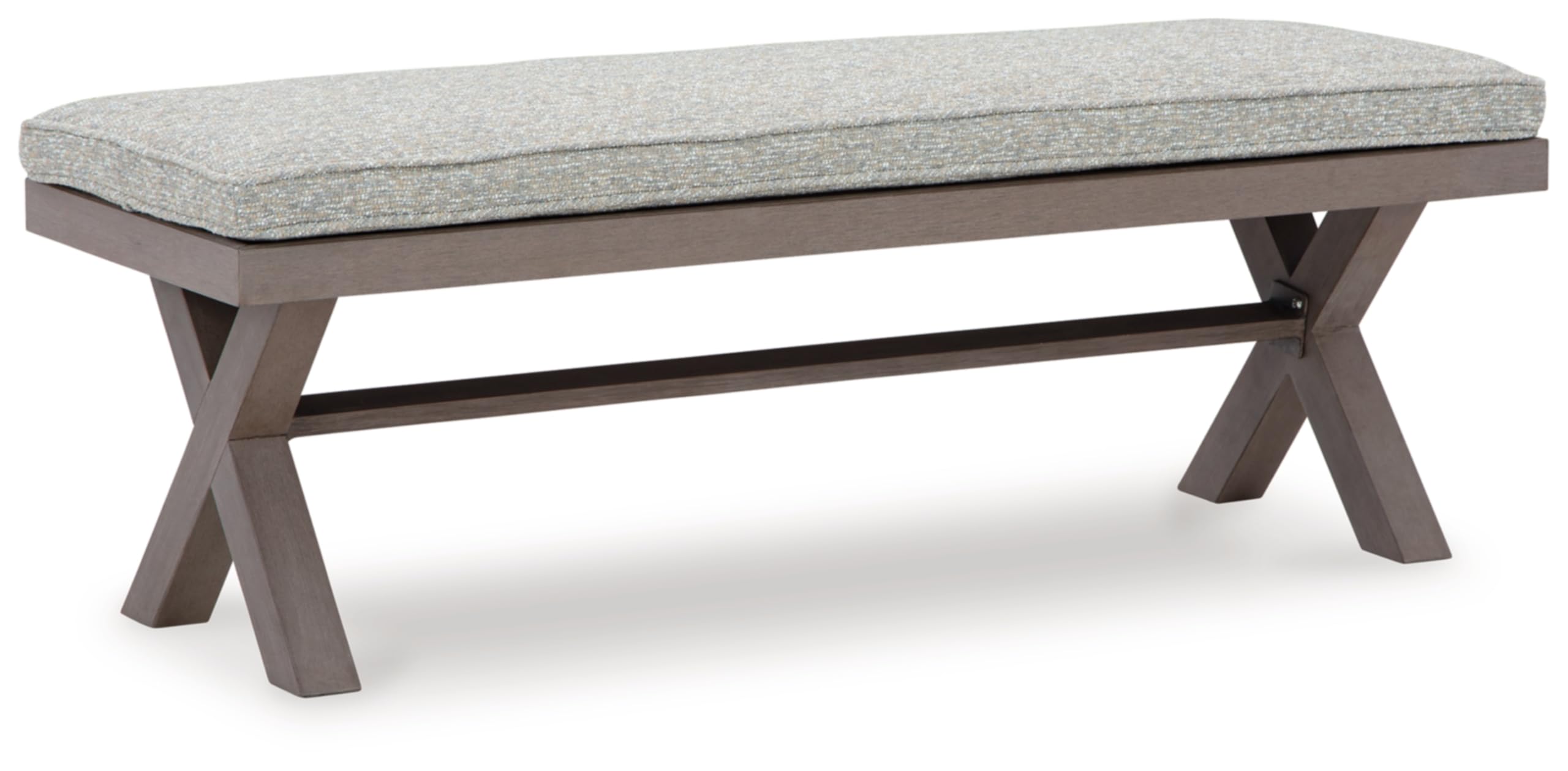 Signature Design by Ashley Hillside Barn Casual 54" Outdoor Dining Bench with Cushion, Light Brown & Light Gray