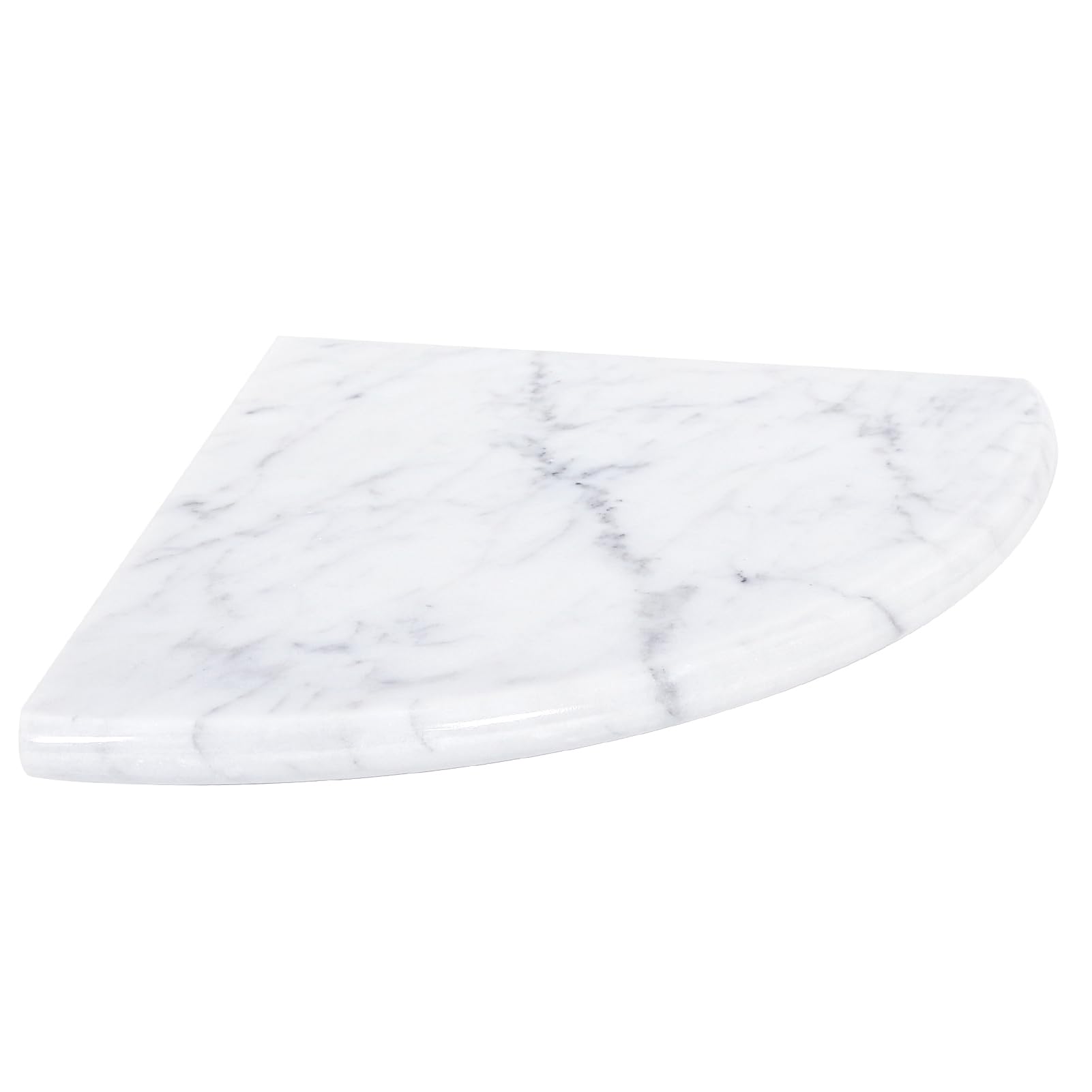 Retheno 9 Inch Carrara White Marble Corner Shower Shelf, Polished Wall Mounted Stone Corner Shelf for Bathroom