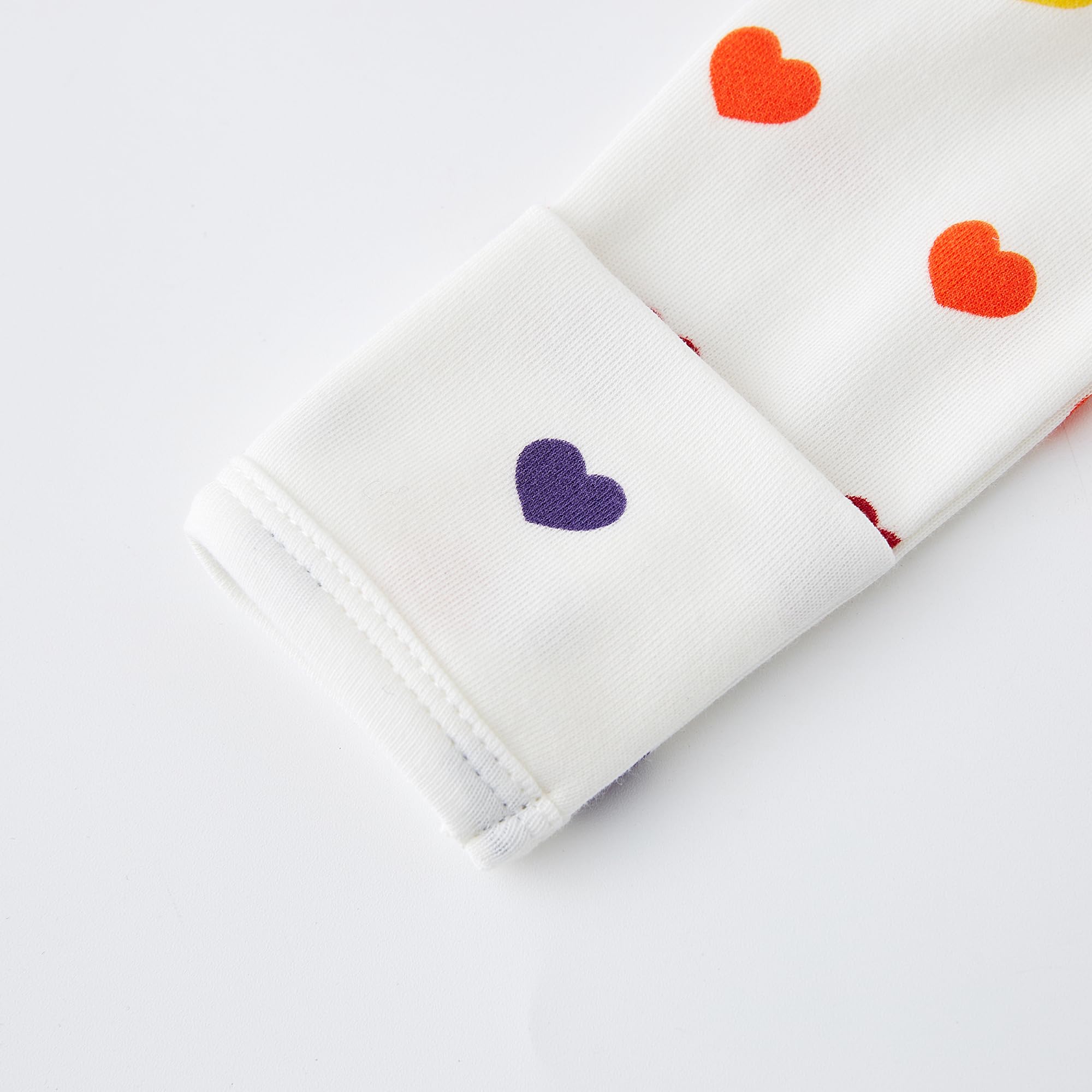 Owlivia Organic Cotton Baby Pajamas, Boys Girls Zip Front Sleep 'N Play, Footed Sleeper, Long Sleeve(3-6 Months, Rainbow Hearts)