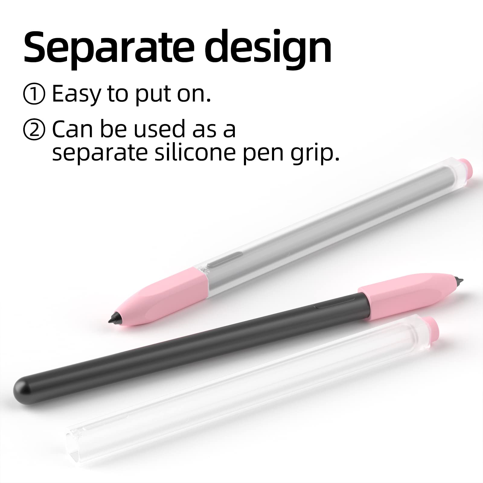 Joosko Compatible with Samsung Galaxy Tab S7/S7+/S7 FE/S8/S8+/S8 Ultra/S9/S9+/S9 Ultra Pencil Case S Pen Case, Silicone Translucent Non-Slip Cover. (Pink)