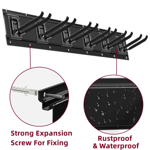 Nisorpa 9Pcs Garage Tool Storage Rack, Wall Mount Garden Tool Organizer Adjustable Tool Holder 48 Inch Storage System, Max Load 400 lbs for Trimmers, Broom, Mop, Rake Shovel, Hoses (6 Hooks, 3 Rails)