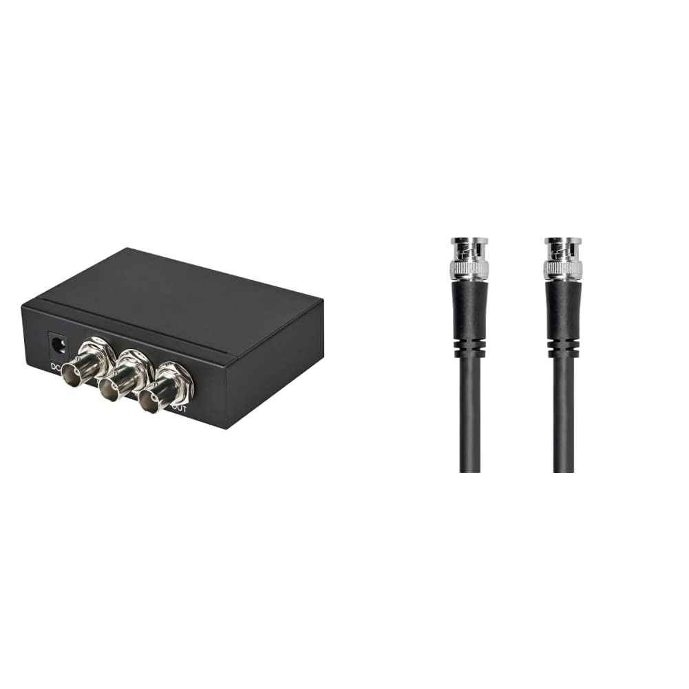 Monoprice 3G SDI 2x1 Switch - (110319) & HD-SDI RG6 BNC Cable - 3 Feet - Black | for Use in HD-Serial Digital Video Transfer, Mobile Apps, HDTV Upgrades, Broadband Facilities - Viper Series