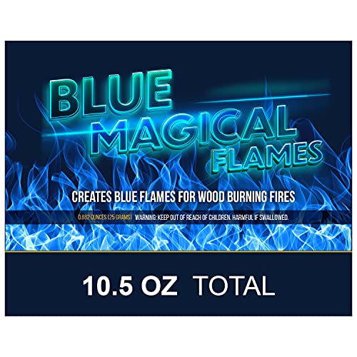 Magical Flames - Blue Flames - Create Blue Vibrant Flames for Fire Pit - (12 Pack) - Campfire, Bonfire, Outdoor Fireplace – Magical, Blue Funky, Mystic Flames – Twice The Color – Half The Price