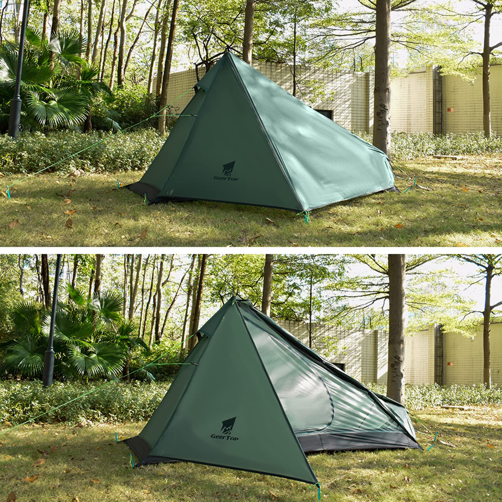 GEERTOP 1 Man Tent for Backpacking Ultralight 3 Season Single Person Poleless Tent for Camping Hiking Backpacking - Easy to Set Up