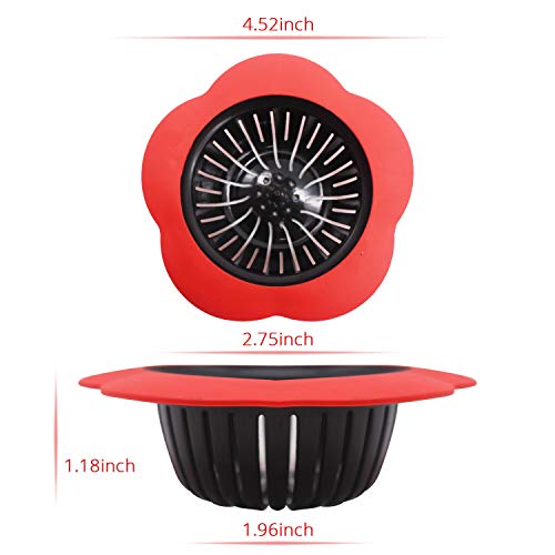KUFUNG Sink Strainer, Basket Stainless Steel Bathroom Sink, Utility, Slop, Kitchen and Lavatory Sink Drain Strainer Hair Catcher (Red)…