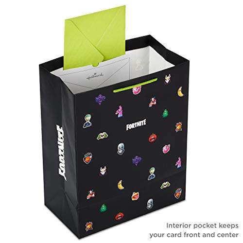 Hallmark 13" Large Fortnite Gift Bag with Tissue Paper (Black) for Birthdays, Valentine's Day, Christmas and More