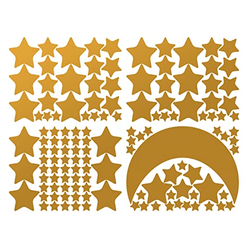 Moon and Stars Wall Decal Vinyl Sticker for Merry Christmas Room Decoration House Bedroom Design (Gold)