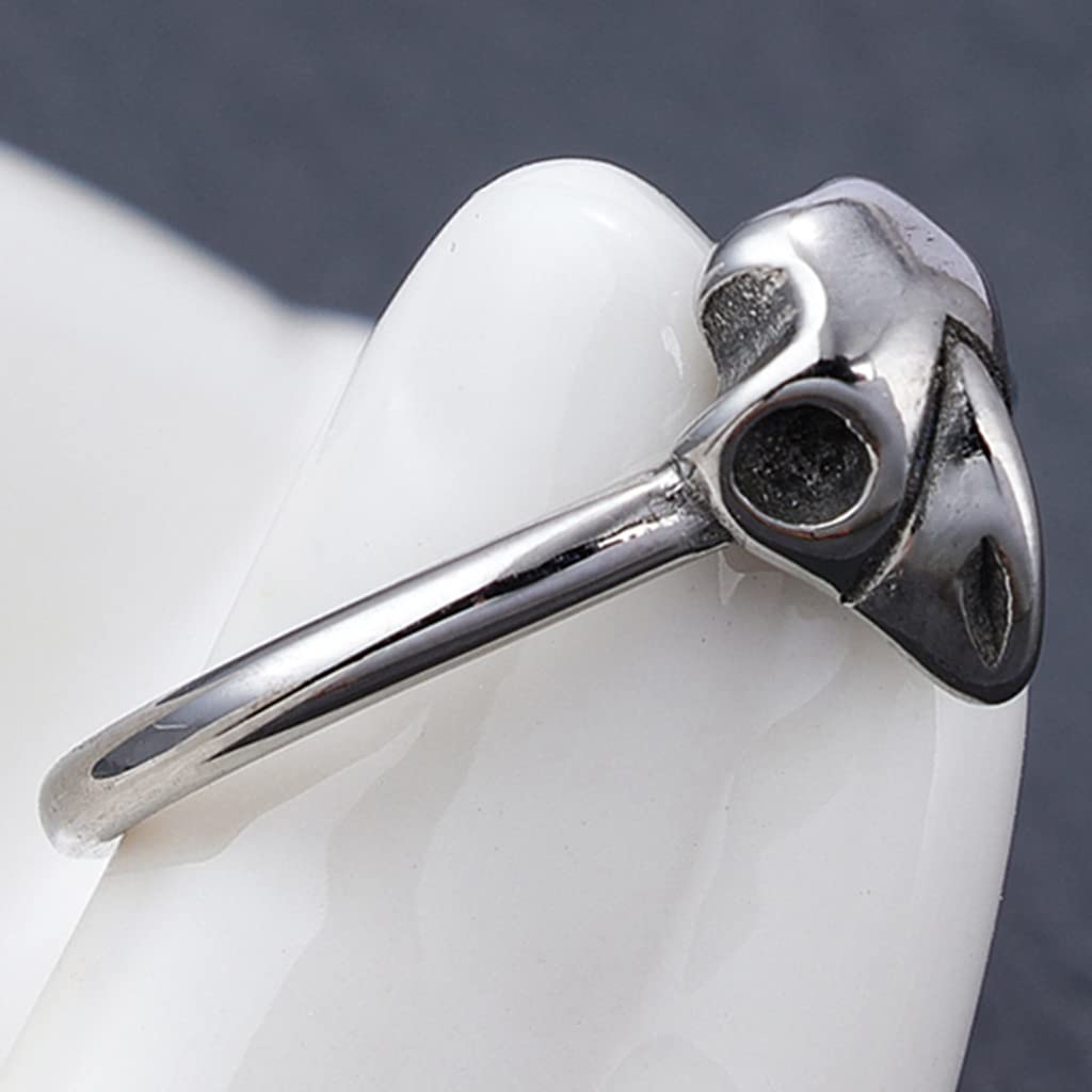 Jude Jewelers Retro Vintage Stainless Steel Crow Raven Bird Style Halloween Biker Ring (Silver, 11)