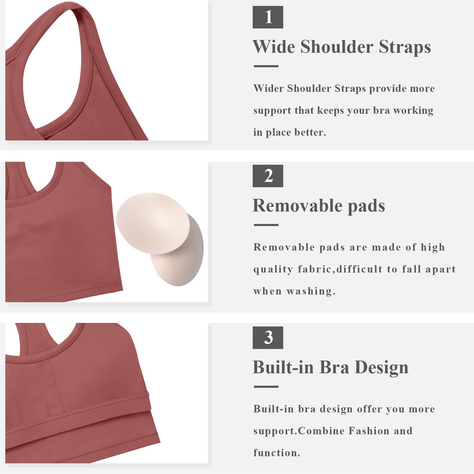 High Neck Longline Sports Bras for Women Sewn in Pads Ribbed Tank Tops for Yoga Gym Full Back Coverage Workout Crop Top Medium