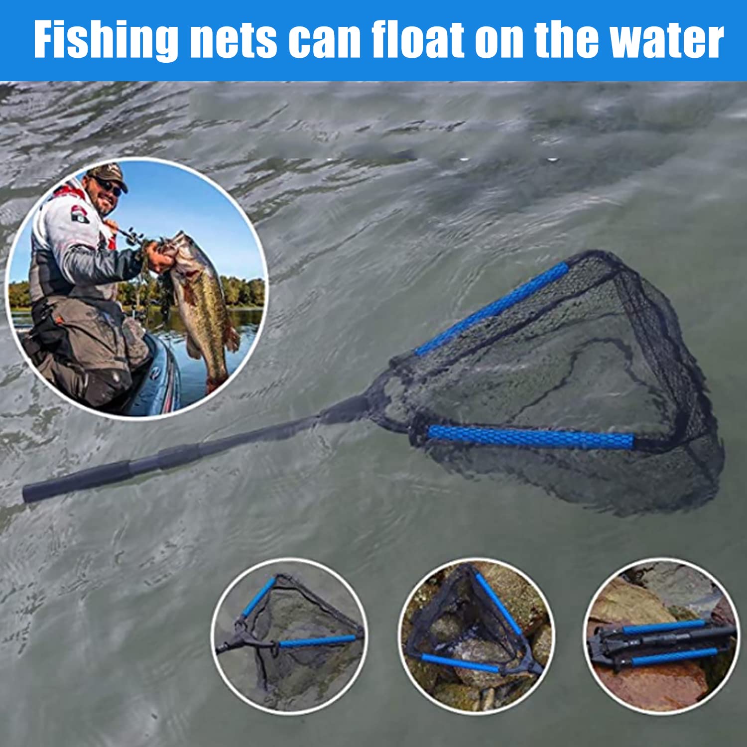 Floating Telescopic Folding Fishing Net,Fishing Gear Fihing Tool Accessories for Fish Easy Catch and Release,Fishing Net for Freshwater and Saltwater (Fishing net 1pcs)