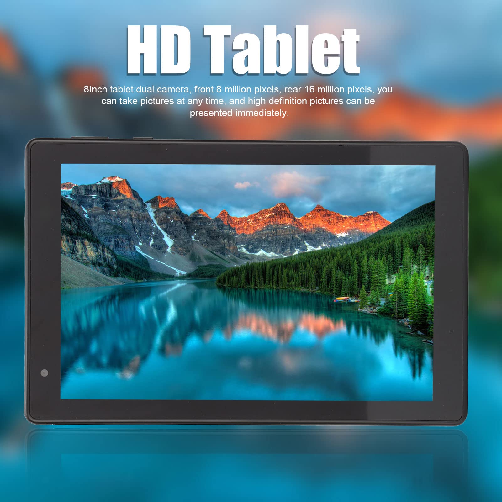 Kids Tablet,8Inch Tablet 4GB 64GB RAM Dual SIM Dual Standby 8000mAh Battery 1920x1080 Dual Camera MTK6592 Processor WiFi Tablet 10‑240V (Black)