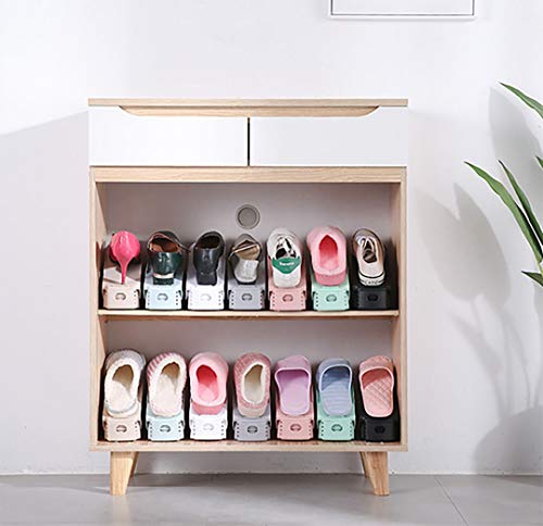 RISETEX Shoe Slots Organizer 20 Pack- Shoe Stacker - Increase Space by 200%,4 Levels Adjustable Double Layer Stackable Shoe Rack,Storage Shoe Organizer Holder for Closet Organization