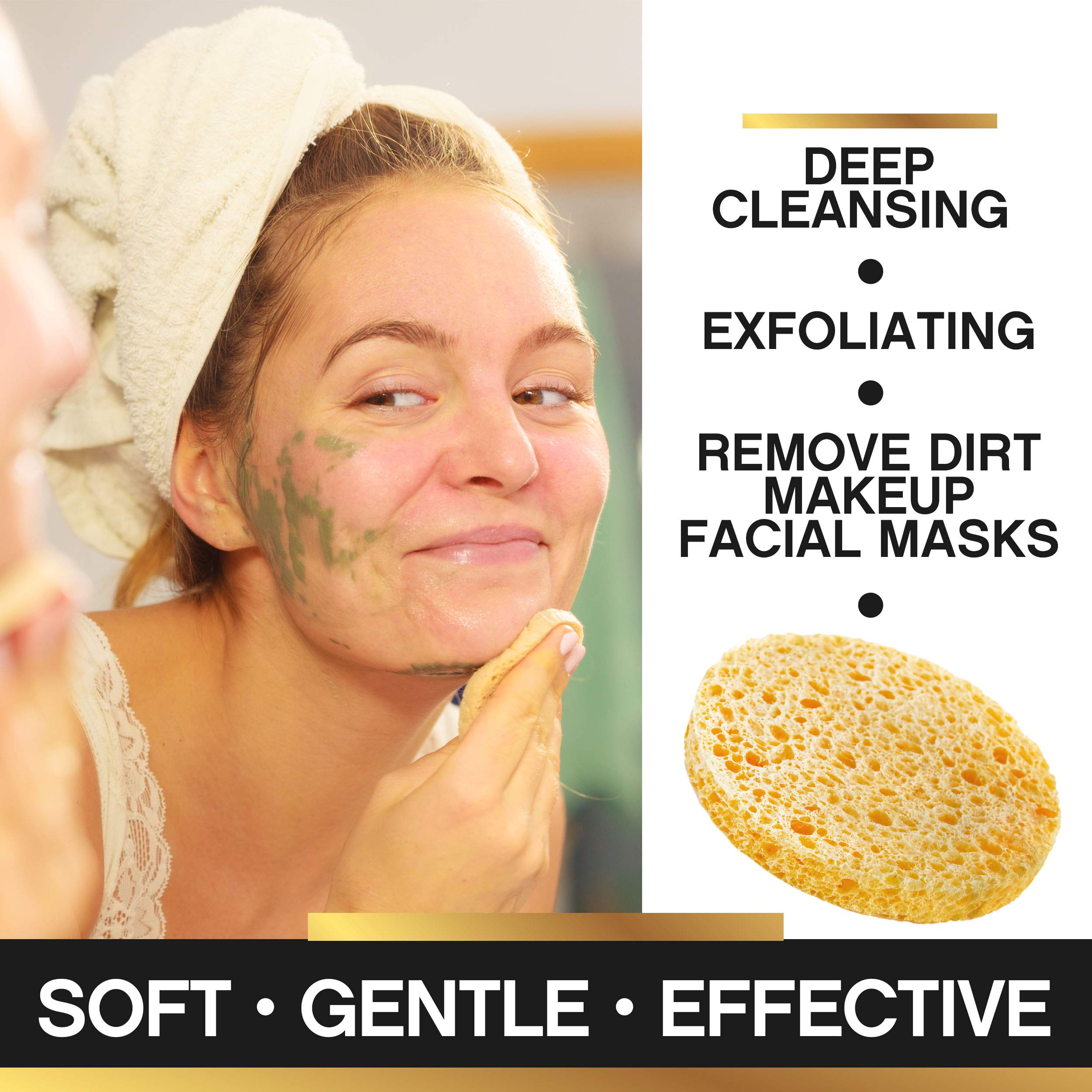 Facial Sponges 100% Natural Compressed Cellulose (50 Count Pack) | Eco-Friendly & Reusable | Makeup Remover Pads/Sponge | Exfoliating Facial Wash/Scrub & Skin Cleanser