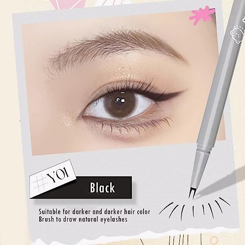 Jemey Double Tip Lower Eyelash Pencil Waterproof Anti-Smudge Dual Pronged Bottom Eyelashes Pen Super Slim Eye Liner Liquid Eyeliner Natural 3D Under Lashes for Eye Makeup (Black)