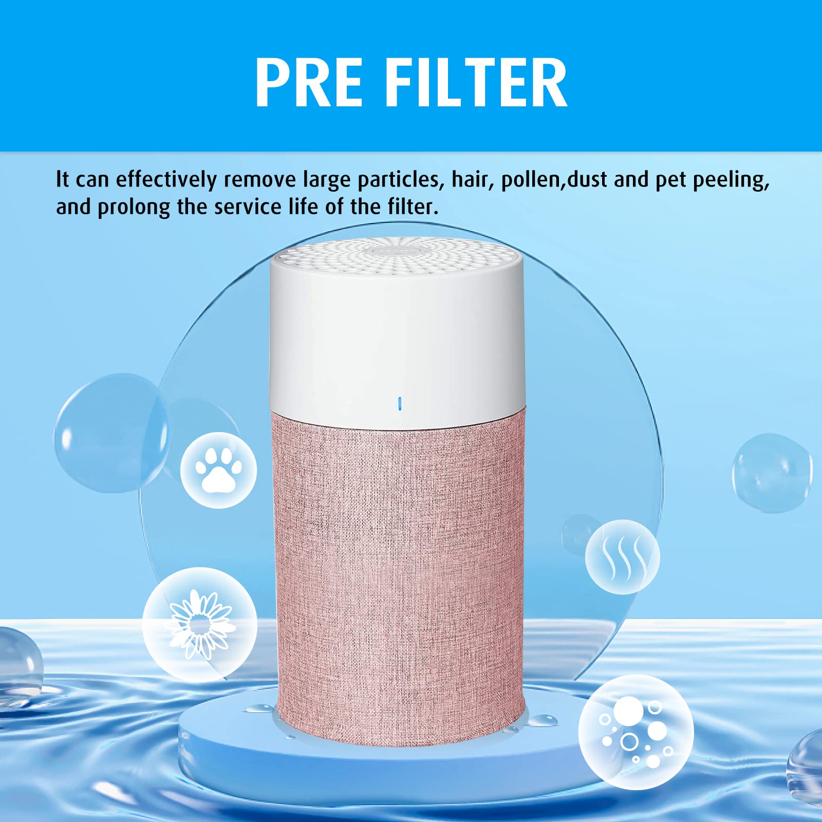 Mbetter 4 Pack 311 Replacement Pre-Filter for Blueair Blue Pure 311 Auto HEPASilent 23dB Air Purifier, Washable Fabric Protective Cover, Traps Pollen Dust, Pet Hair