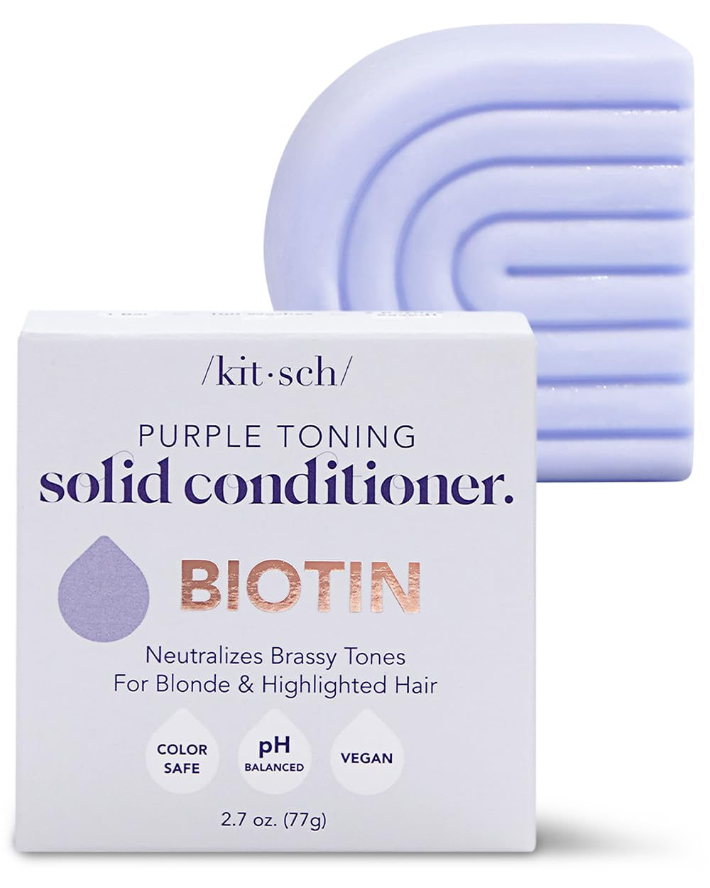 Kitsch Purple Conditioner Bar for Treated & Grey Hair, 2.7oz - Made in US, Toning Purple Bar Conditioner for Blonde, Grey & White Hair, Removes Brass & Yellow Undertones, Paraben Free