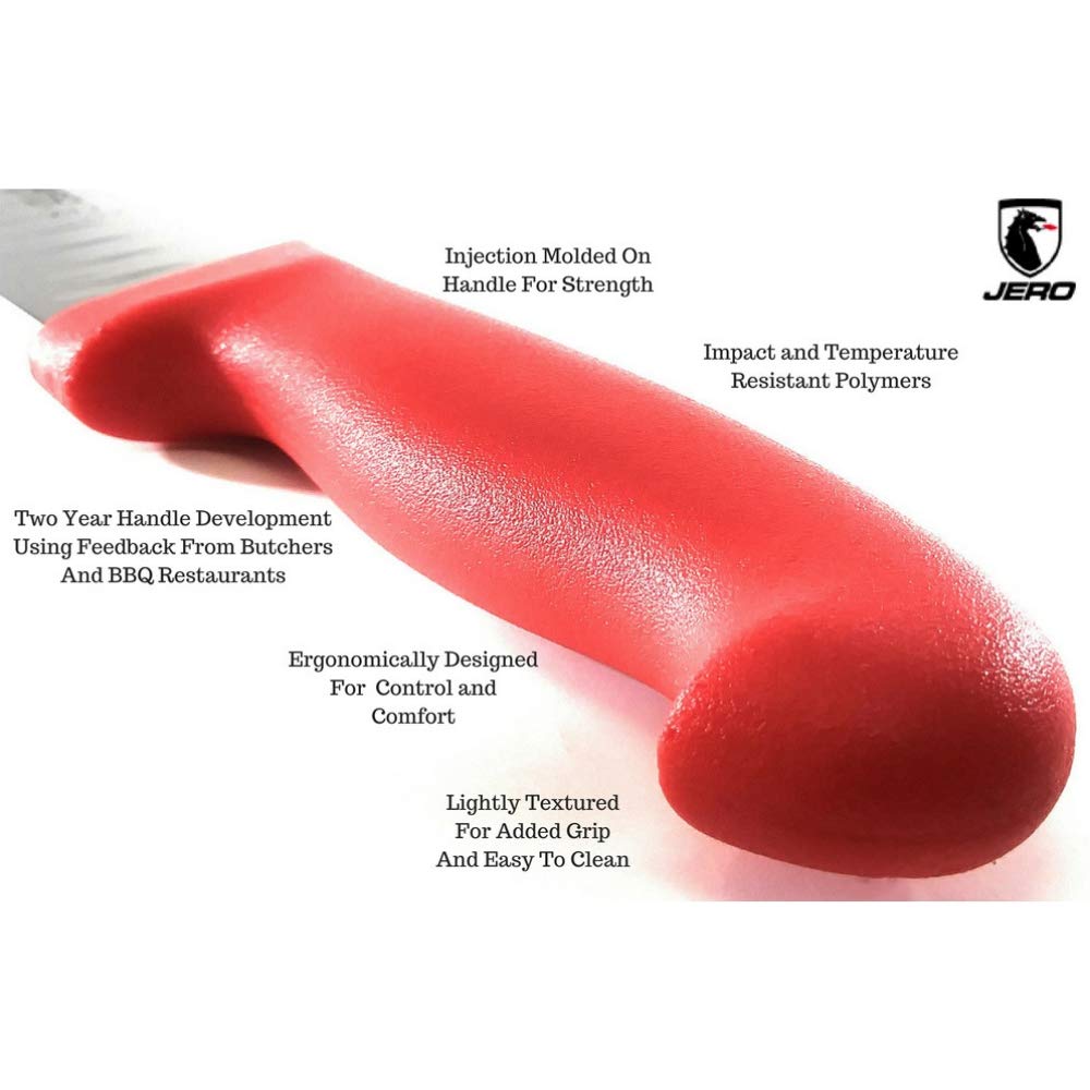 Jero Pitmaster Series Concavo Slicer - Wide 12" Granton Straight Edge Blade - Manufactured From German High-Carbon Stainless Steel - Ergonomic Easy Grip Polymer Handle - Ultimate Meat Slicer