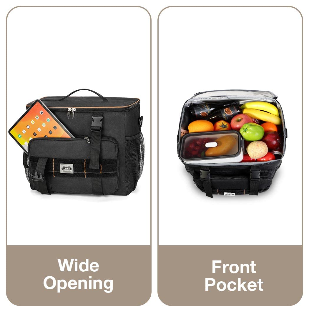 Lekebobor Cooler Bag 50Cans 30L Large Lunch Bag for Men Insulated and Collapsible Picnic Bag with Cup Holder, Black