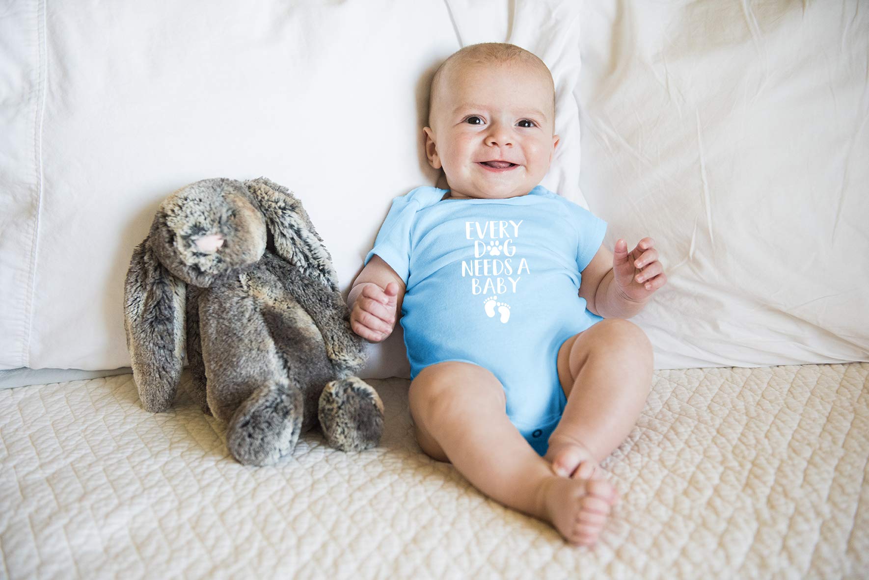 Every Dog Needs a Baby - My Siblings Have Tails - Funny Romper, One-Piece Baby Bodysuit (6 Months, Light Blue)