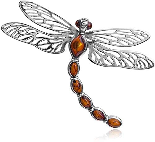Ian and Valeri Co. Amber Sterling Silver Dragonfly Pendant