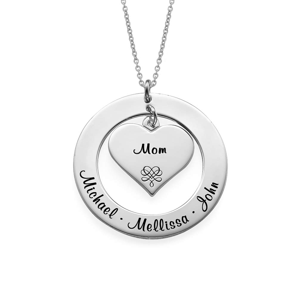 Engraved Grandmother Necklace in Sterling Silver - Personalized Grandma Pendant - Jewelry for Moms