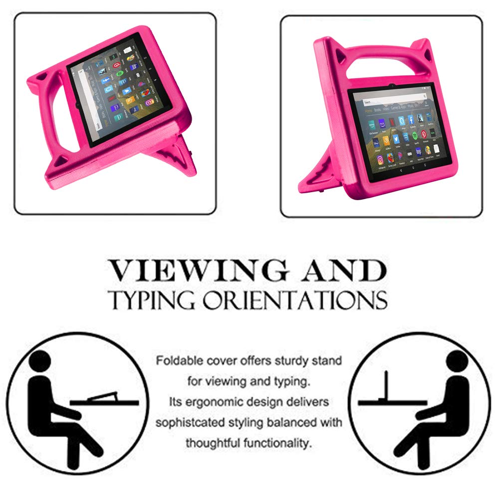Fire HD 8 Case, Fire HD 8 Tablet Case for Kids,(12th/10th Gen,2022/2020 Release),Lightweight Shockproof Kid-Proof Cover with Stand Kids Case for Fire HD 8 Plus Tablet & Fire HD 8 Kids Pro Tablet.Rose