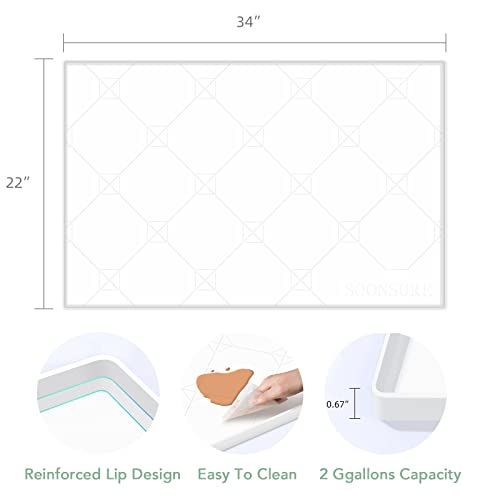 Under the Sink Mat Waterproof, Under Kitchen Sink Liner Mat 22βx34β, Silicone Under Sink Mats and Protectors for Kitchen Bathroom, Flexible & Thick Under Sink Drip Tray with Lip to Catch Water, White