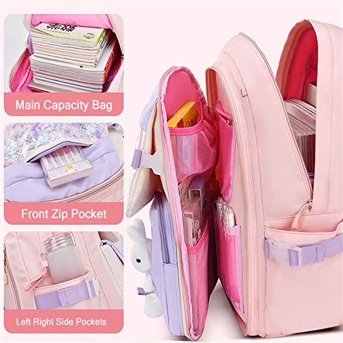 QENIN Cute Backpack Bunny Backpack Kawaii Backpack Waterproof Laptop Backpack(pink,M)