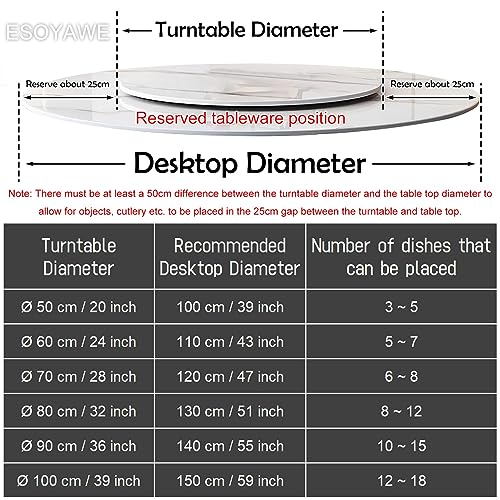 Lazy Susan Tabletop Wooden Turntable 20 24 28 32 36 39 Inch, 360 Degree Smooth Rotation Round Rotating Tray, Easy To Share Food Dining Table Rotating Plate