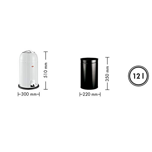 Wesco Jr Kickmaster Junior-German Designed-Step Trash Can, Powder Coated Steel, 4 Gallon / 15 L, Stainless Steel, 12L, Stainless