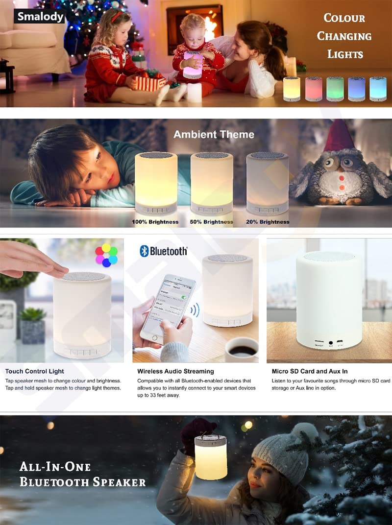 Portable Night Light Bluetooth Speaker Dimmable Warm Light & Multi-Color Changing Bedside Lamp Portable Speaker Birthday Gift for Friends, Teens, Kids, Women and Men, (Modela)
