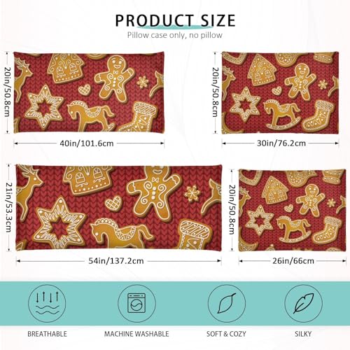Gingerbread Cookies Christmas Pillowcase for Hair and Skin Body Pillow Cover Long Body Pillowcase 20"X 54" Fluffy Pillow Case with Zipper for Sleeping