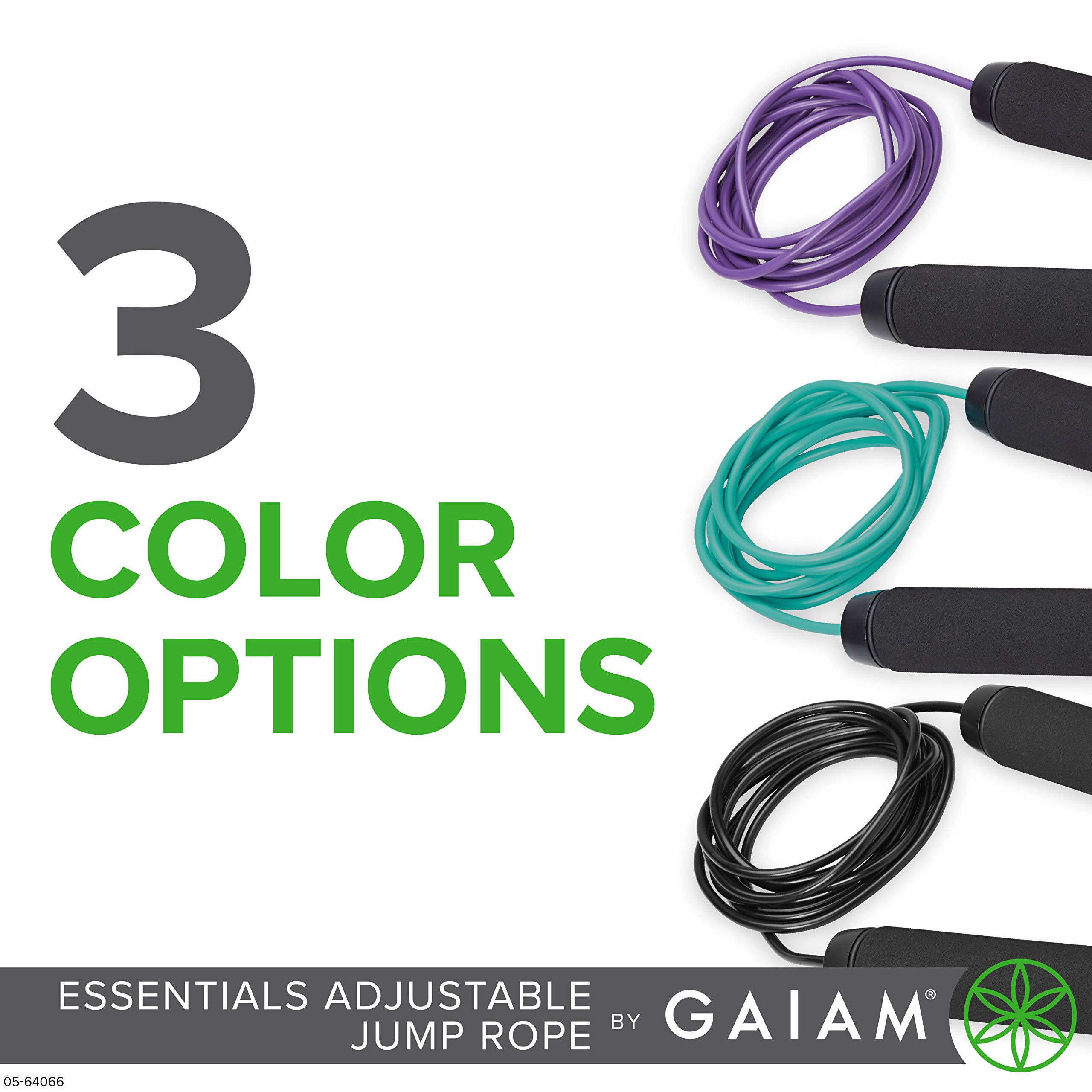 Gaiam Essentials Jump Rope - 9ft Adjustable Tangle Free Vinyl Skipping Cable Jumping Rope | Soft Foam Grip Handles, Teal