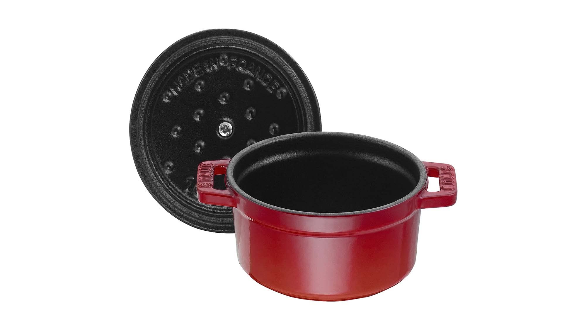 Staub Cast Iron 0.25-qt Mini Round Cocotte - Cherry, Made in France