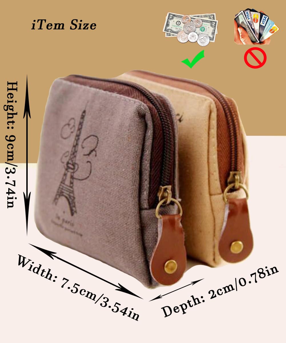 iToolai Canvas Coin Bags Women's Small Change Cash Purse Wallets (Set of 4, Paris)