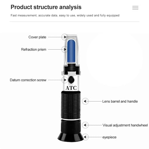 Logic Box Sucrose Refractometer for Honey Moisture, Brix and Baume, 3-in-1 Uses, 58-92% Brix Tester with ATC, Ideal for high Sugar Maple Syrup, and Molasses, Malt,Bee Keeping Supplies