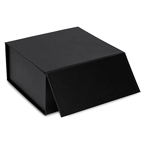 Magnetic Gift Box - 3 Pack Black Collapsible Box with Lid Closure, Luxury Cardboard Packaging for Small Business, Apparel, Retail, Boutiques, Bridesmaid, Birthday Parties, Presentations - 8x8x4