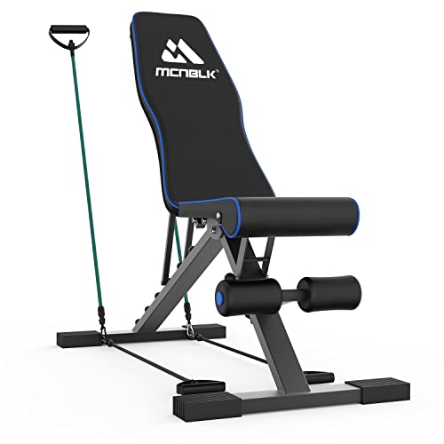 MCNBLK Adjustable Weight Bench,2023 new upgrade to 660lb (300KG), Folding Weight Bench with Resistance Bands, Workout Bench Home Gym, Full Body Workout