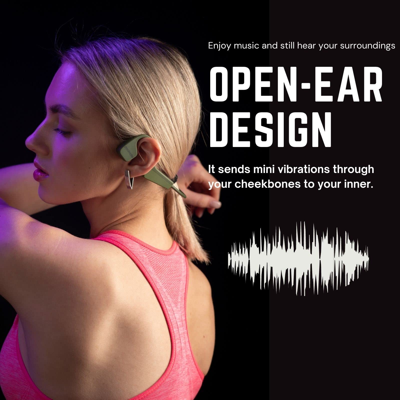 pamu S30 Bone Conduction Headphones - Wireless Bluetooth Open Ear Design - Sweatproof & Waterproof Wireless Headphones for Running, Cycling, and Sports - Lightweight and Comfortable - Hearing Safe