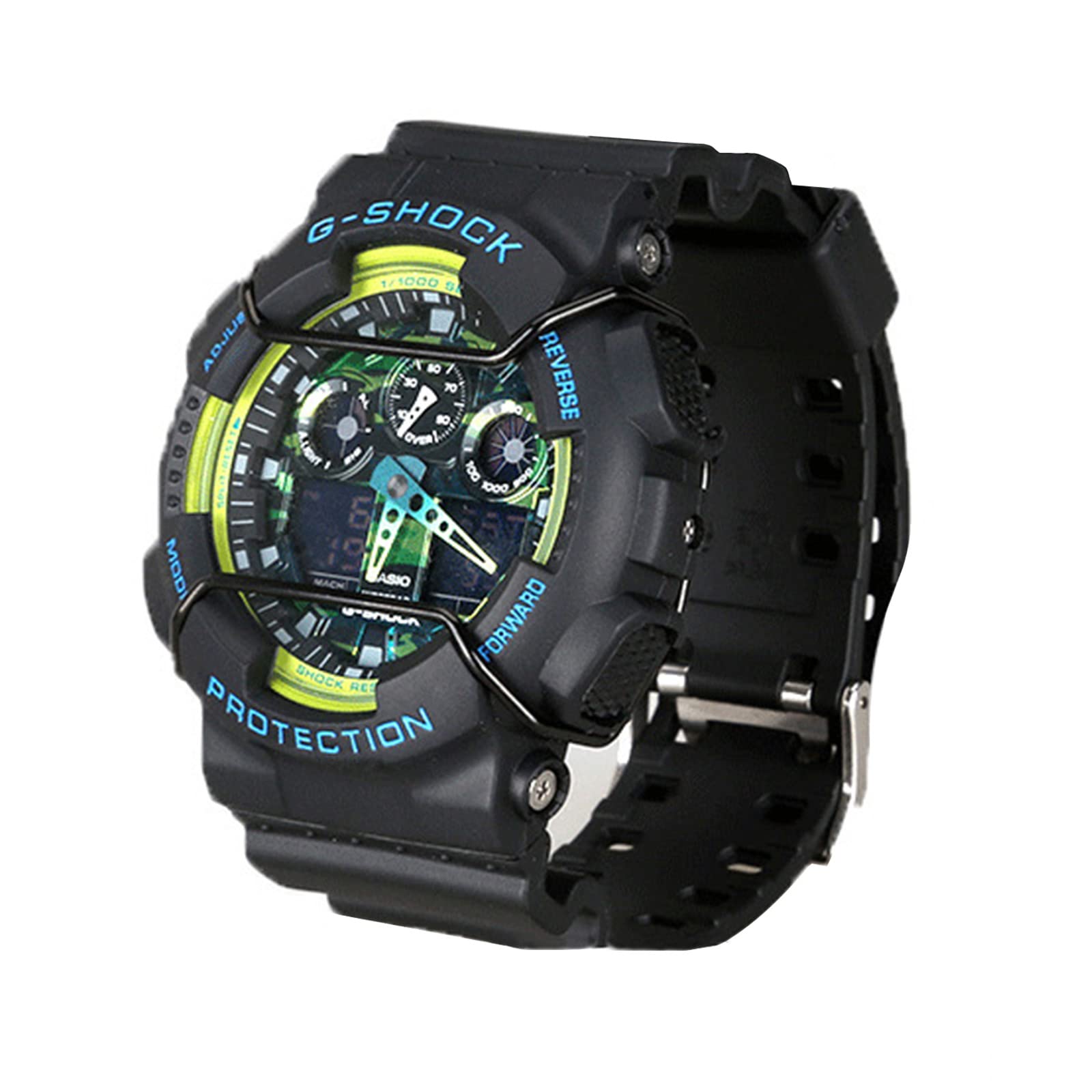 Motaney for Casio G Shock GA100 Screen Protector, Anti-Scratch Bull Bar Compatible with G-Shock GA/GD100/ 110/120/ 140 Series Watch, Cool Looking Stainless Steel Wire Guard Protective Bumper (Black)