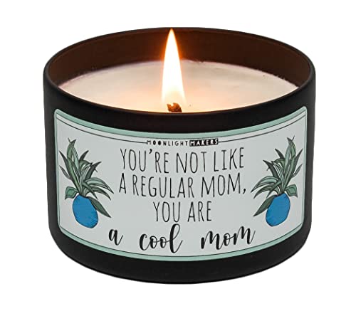 Moonlight Makers You're Not Like A Regular Mom, You Are A Cool Mom Candle, Sea Salt & Orchid Scented Handmade Candle, Natural Soy Wax Candle, 25+ Hour Burn Time, 8oz Tin, Mother's Day Gift