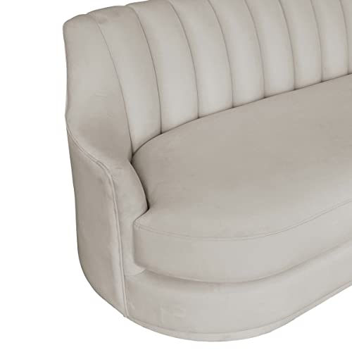 TOV Furniture Peyton 27" H Transitional Velvet and Pine Wood Sofa in Light Gray