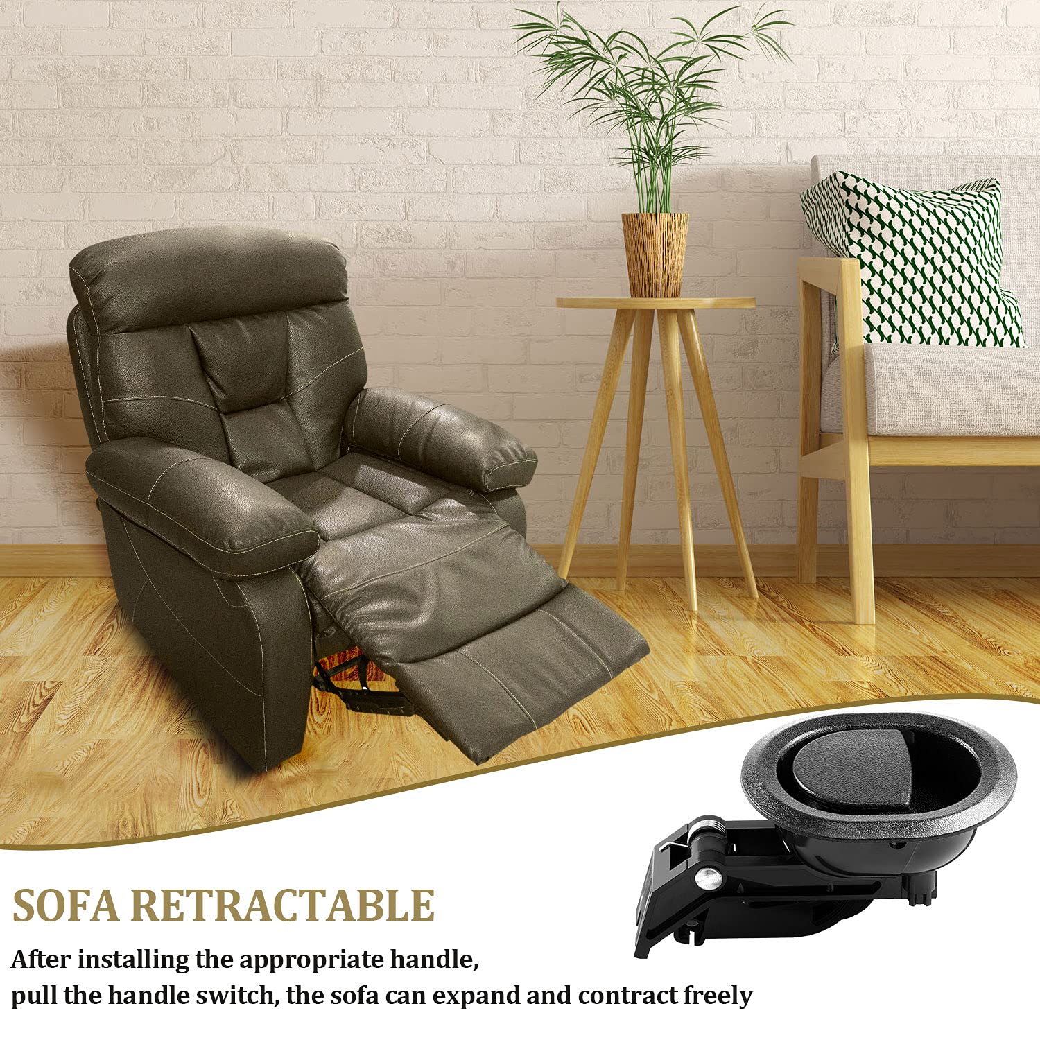 Hotop Recliner Handle Replacement 4 Pieces Chair Release Lever Black Oval Pull Parts Plastic Sofa with Cable Hook, 3.5 x 3 Inches