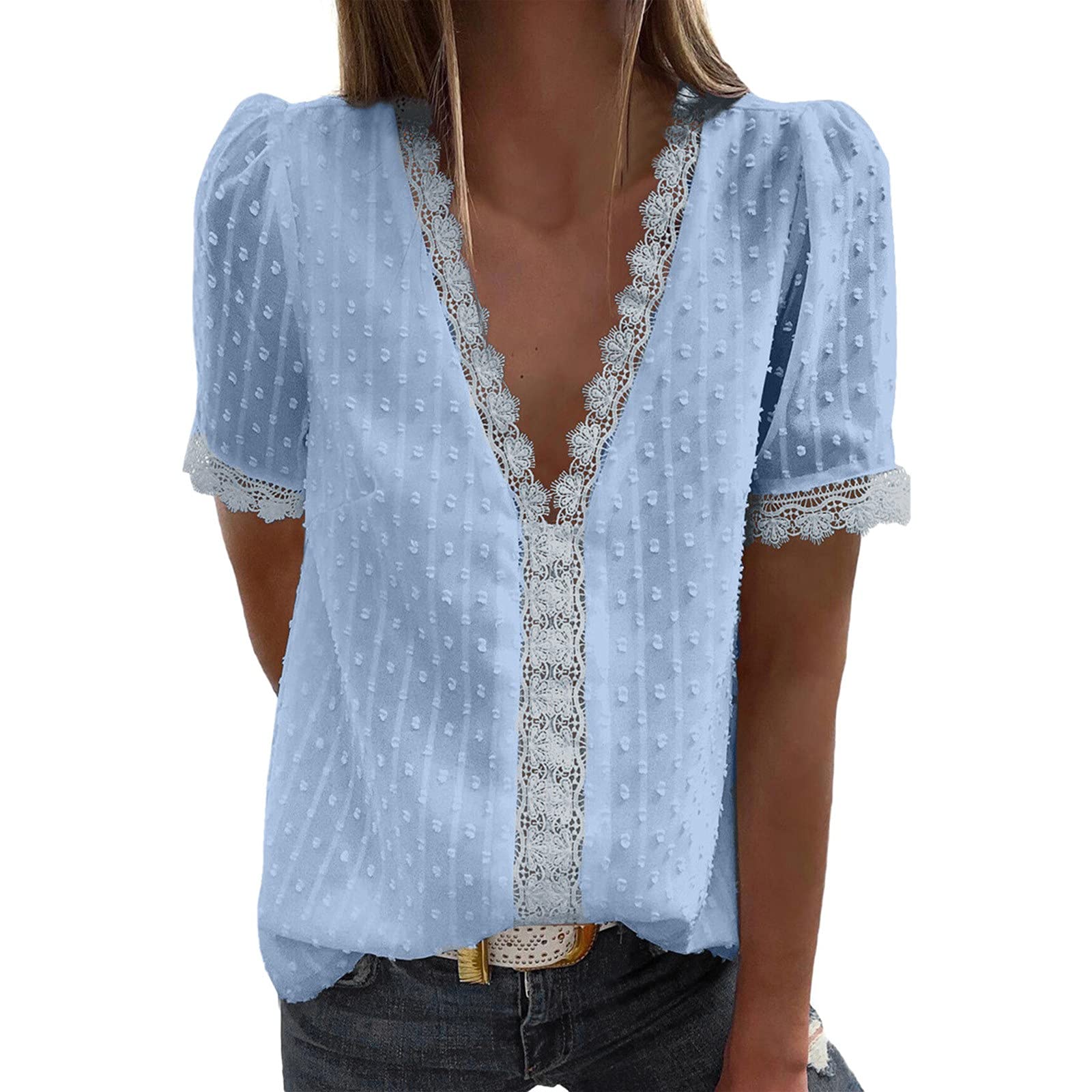 Leopard Print Tops for Women Long Sleeve Crew Neck Patchwork T Shirt Blouse at-0207-dx-q5