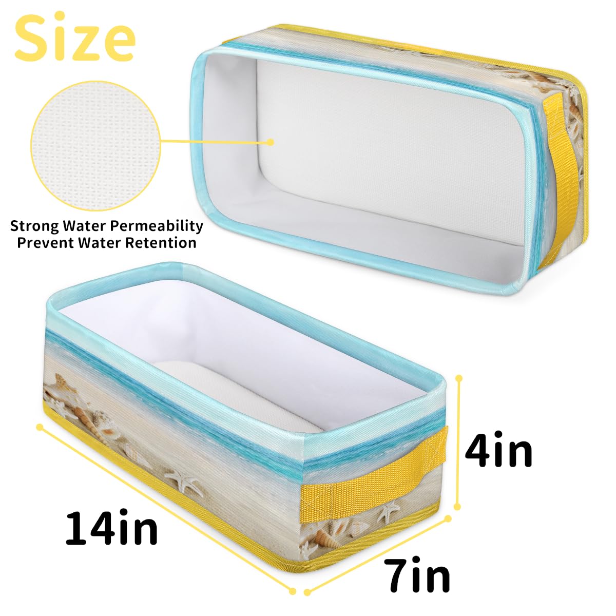 Sea Beach Starfish Bathroom Baskets for Organizing, Summer Seashell Foldable Storage Bins Toilet Paper Basket for Toilet Tank Top Fabric Storage Organizer for Shelves Closet Countertop