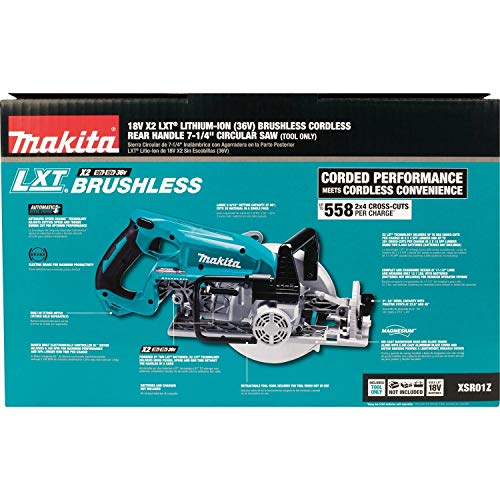 Makita XSR01Z 18V X2 LXT Lithium-Ion 36V Brushless Cordless Rear Handle 7-1/4" Circular Saw, Tool Only (Renewed)