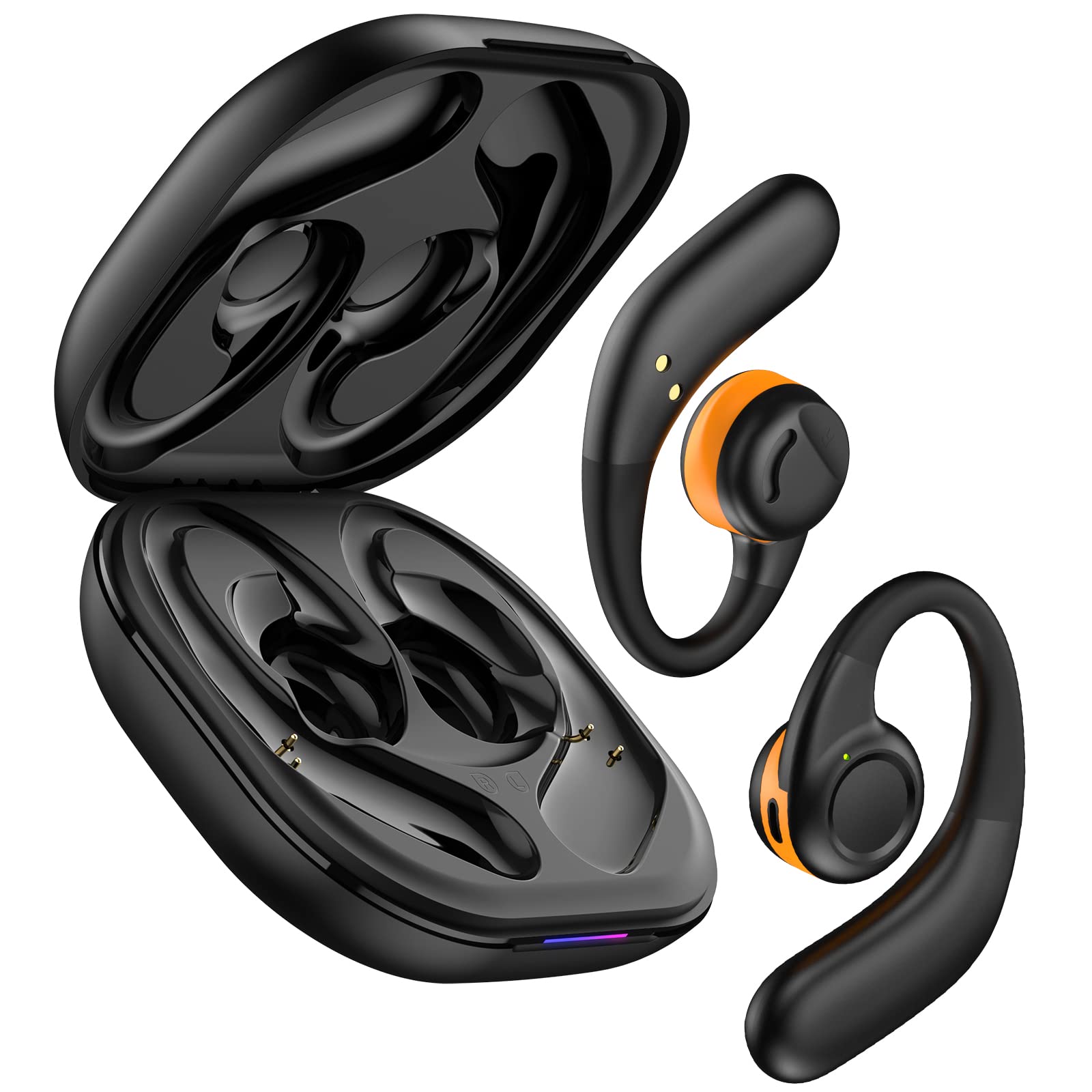 Jzones Open Ear Headphones Wireless Bluetooth 5.2, Open Ear Earbuds with Dual 16.2mm Dynamic Drivers 60 Hours Playtime Waterproof Sport Earbuds for Android iPhone TV