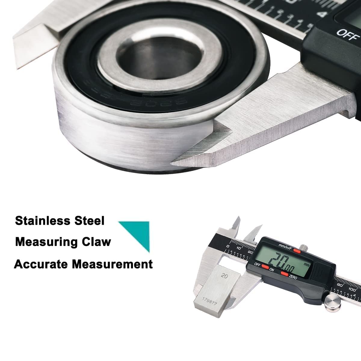 Kynup Caliper, Digital Caliper, Caliper Measuring Tool with Stainless Steel, Easy Switch from Inch Metric Fraction, Large LCD Screen, IP54 Waterproof Protection Design