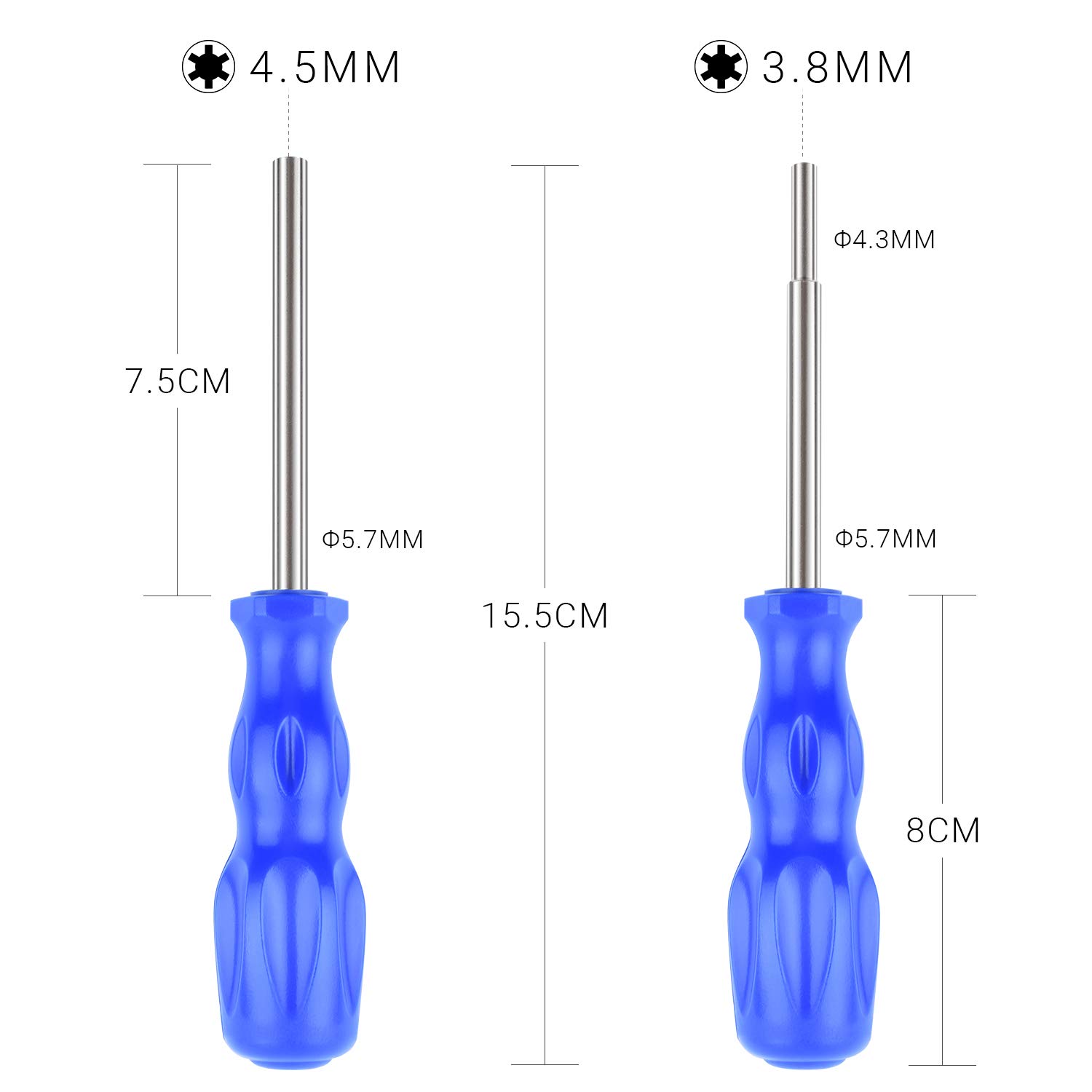 Gamebit Screwdriver Set, Security Screwdriver Bit Set 3.8mm and 4.5mm Security Screwdriver Perfect fit for Virtual Boy, Opening Nintendo, Sega Consoles and Game Cartridges - Blue