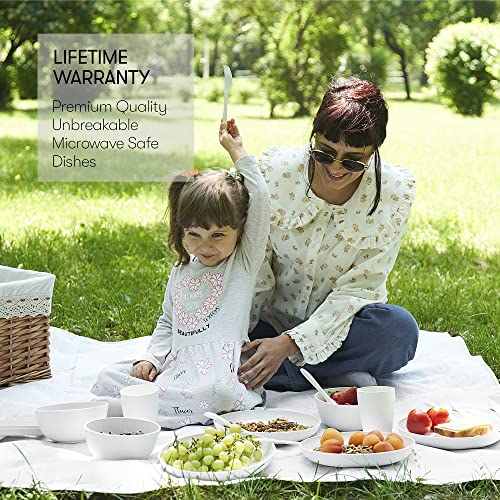 Wheat Straw Dinnerware Sets | Unbreakable Dinnerware Sets | Dishwasher Microwave Safe Dinnerware | Eco Friendly Non Breakable Dinnerware Sets | RV Outdoor Camping (White, Service for 4 (28 pcs))
